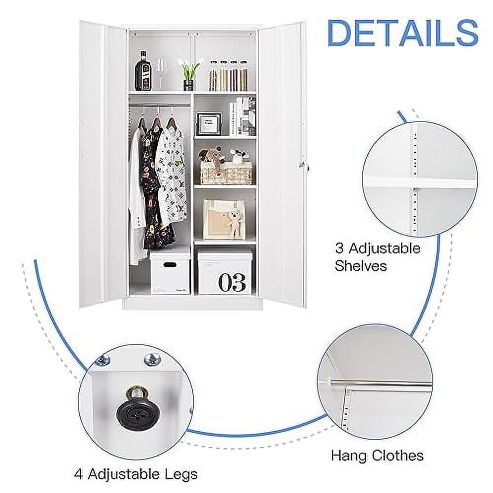 Yizosh Metal Armoire Wardrobe Closet Cabinet for Hanging Clothes with ...