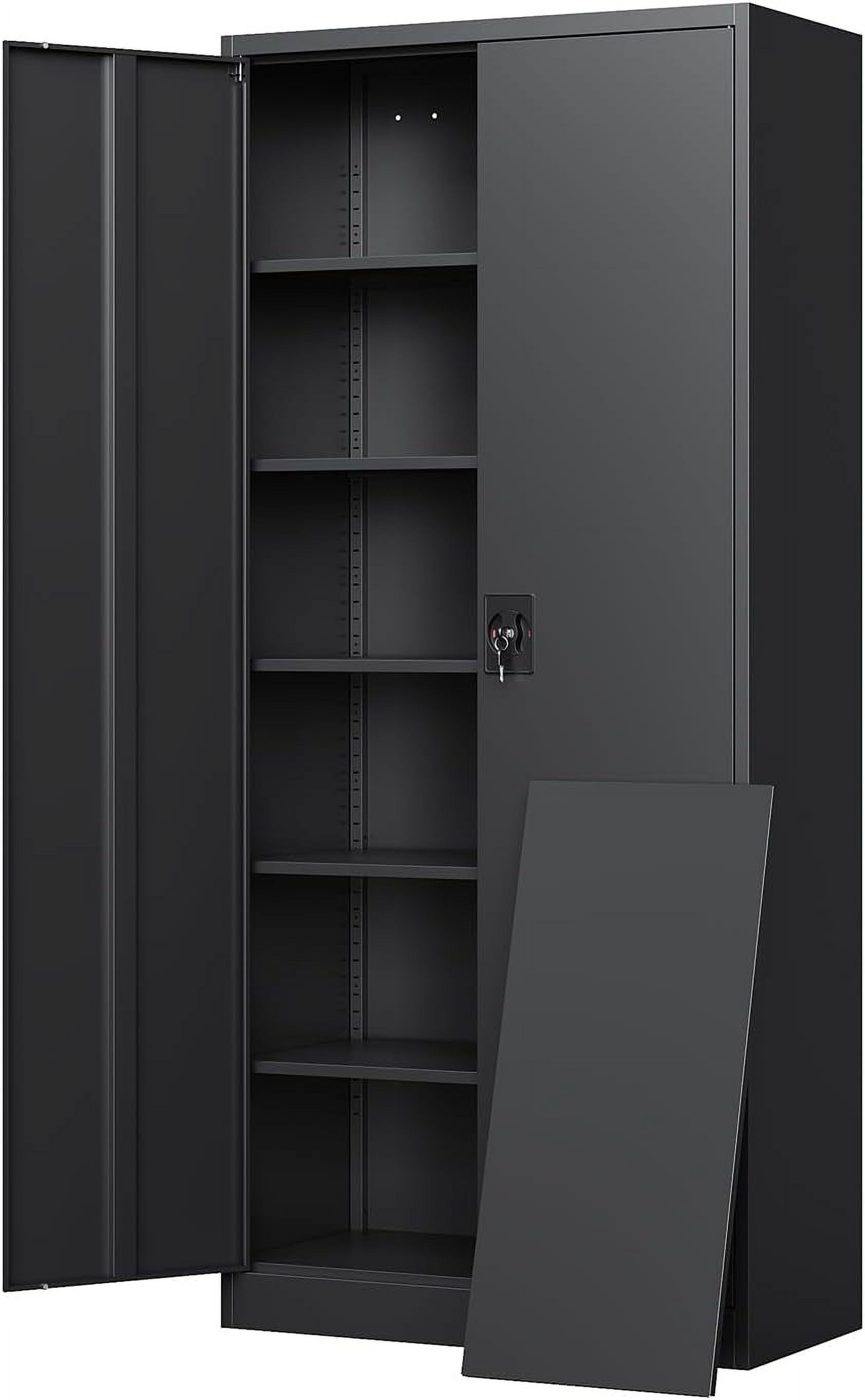 Yizosh Metal Garage Storage Cabinet with Lock Doors and 5 Shelves, -72 ...