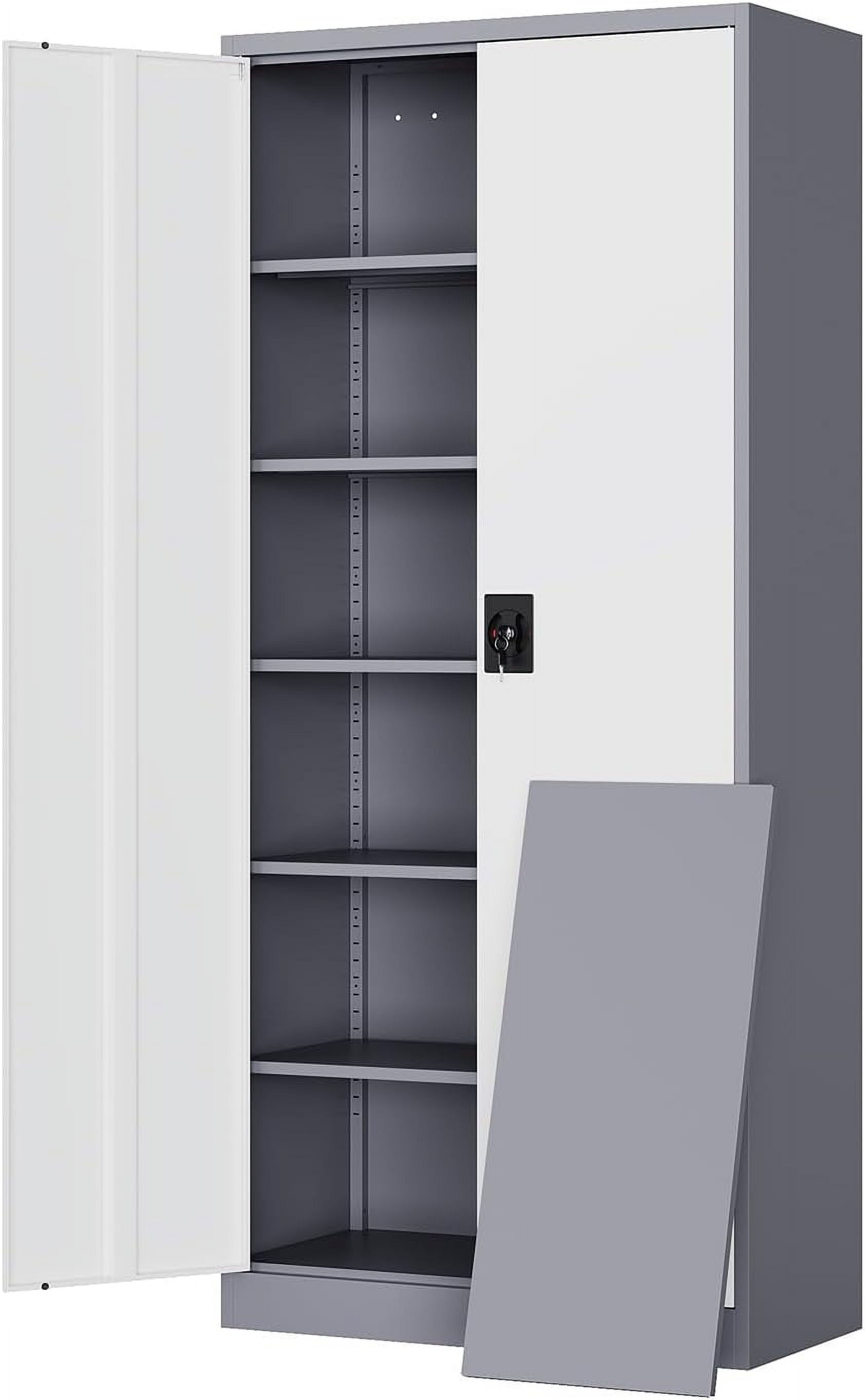 Yizosh Metal Garage Storage Cabinet with Lock, 72" Locking Tool Cabinet ...