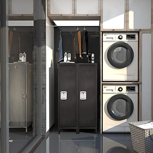 Yizosh Metal Locker with 1 Lockable Door, Industrial Black Steel ...