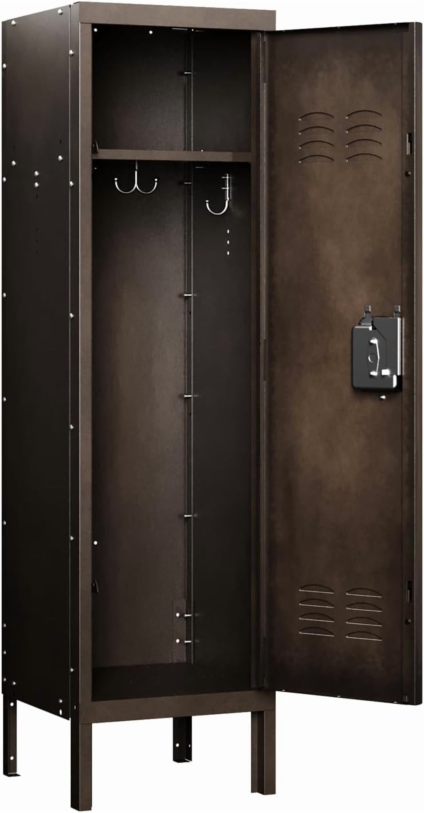 Yizosh Metal Locker with 1 Lockable Door, Industrial Black Steel ...