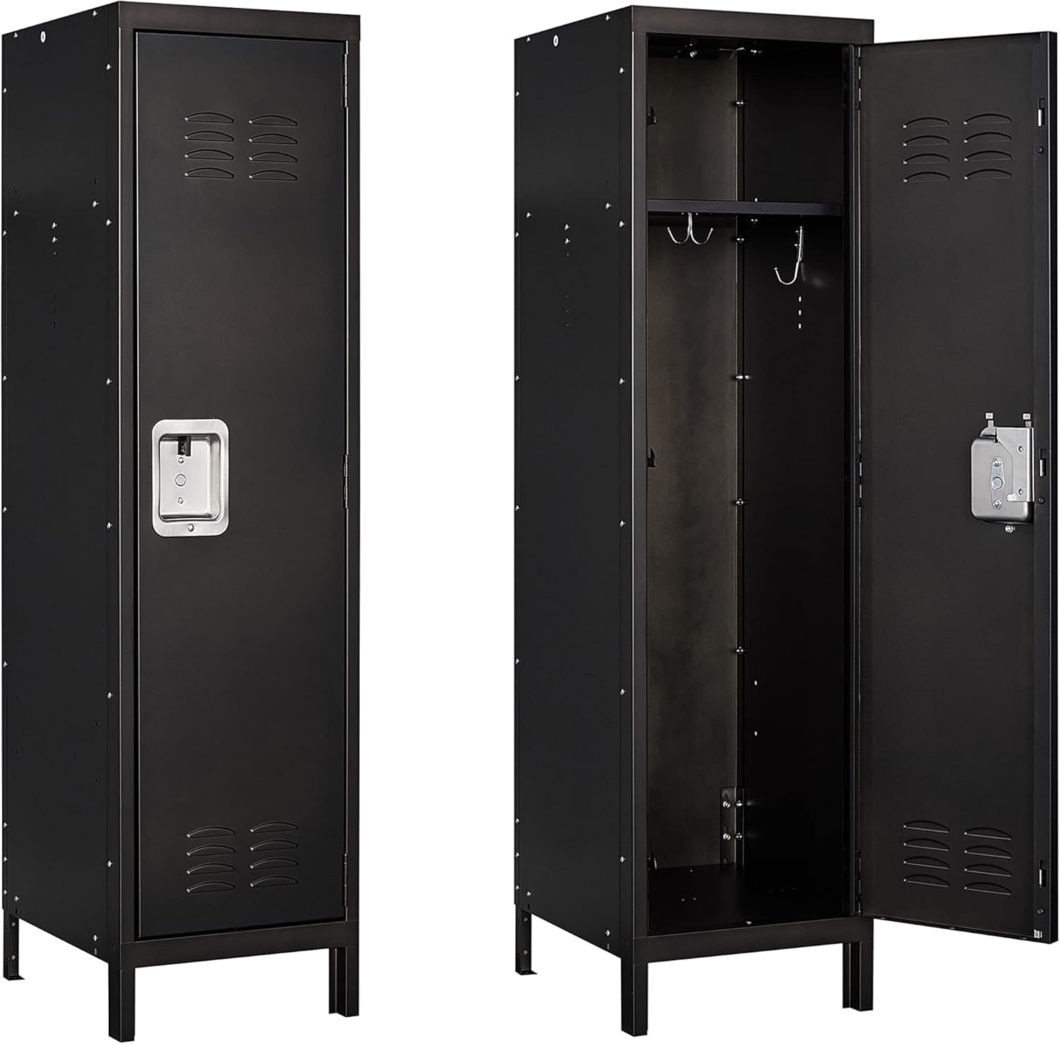 Yizosh Metal Locker with 1 Lockable Door, Industrial Black Steel ...