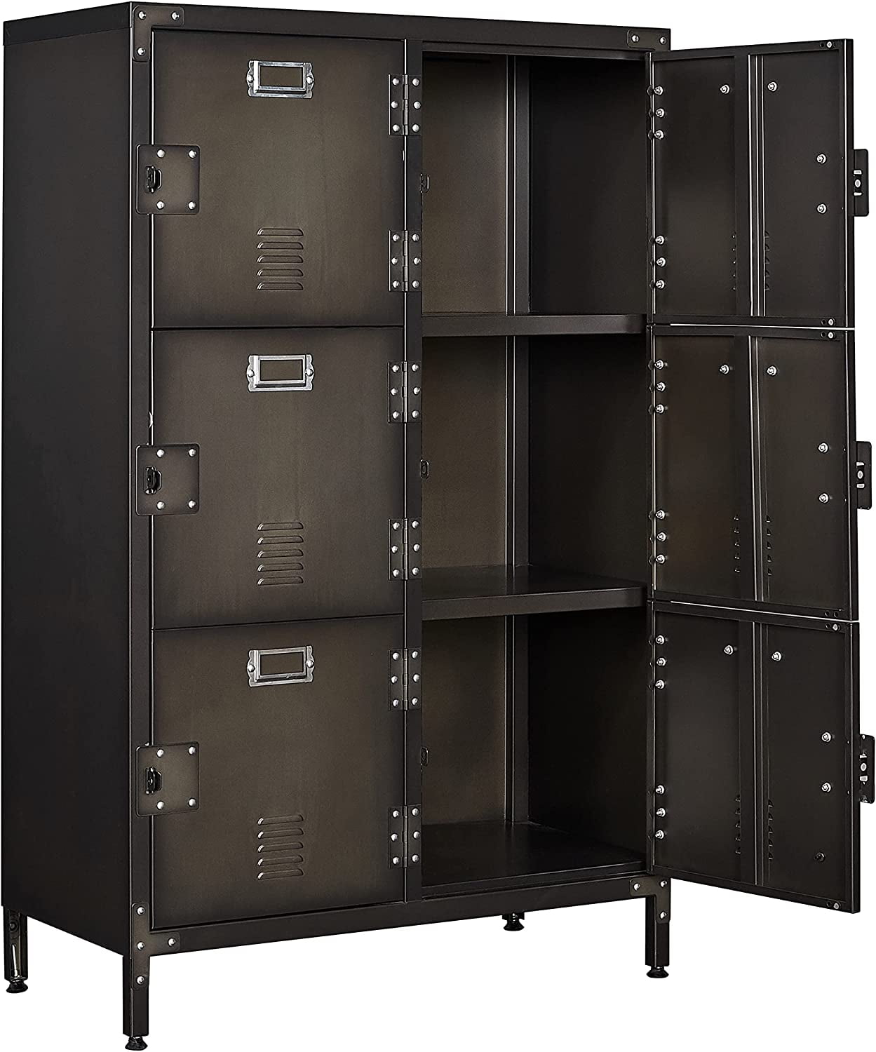 Yizosh Metal Locker with 6 Lockable Doors, Industrial Steel Storage ...