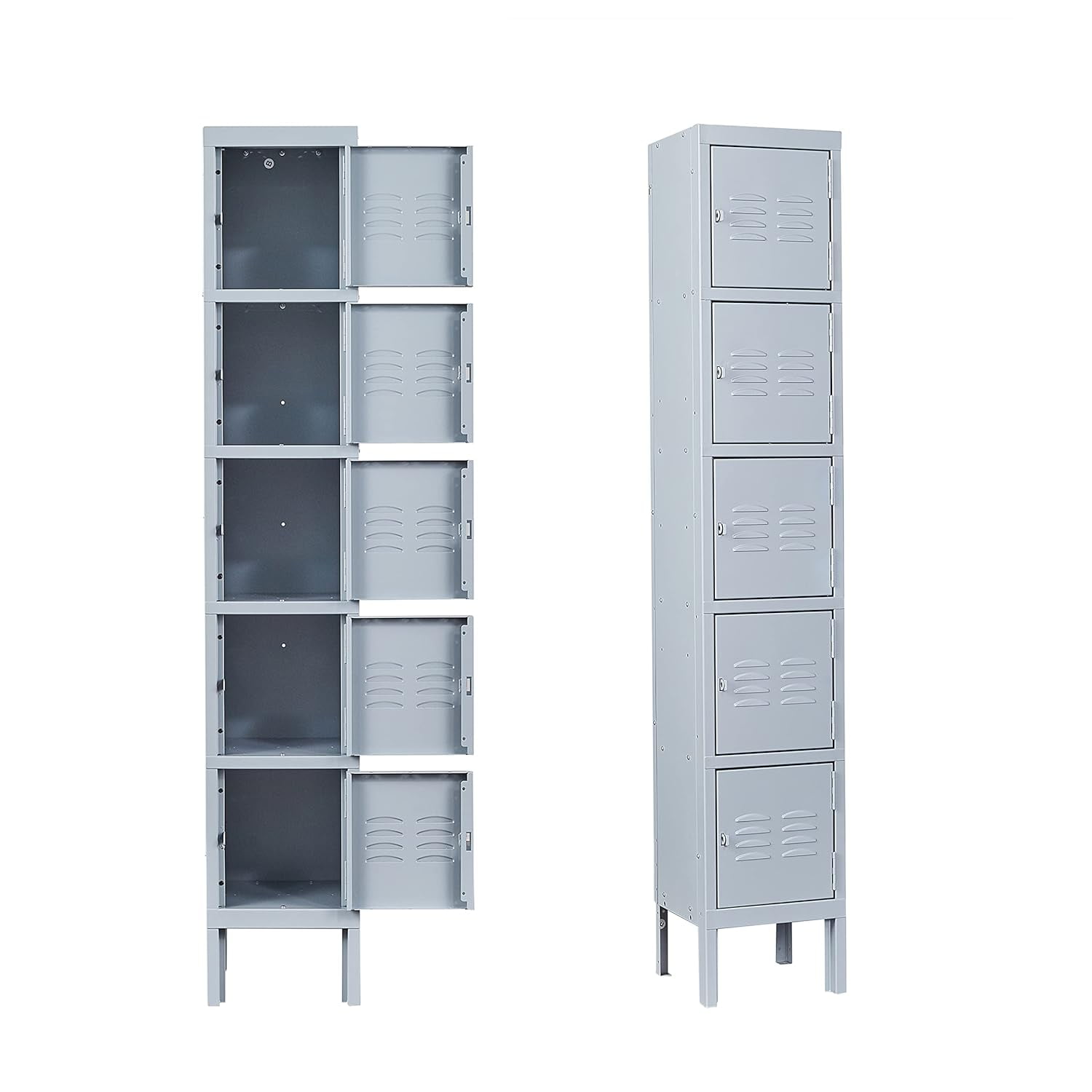 Yizosh Metal Locker with 5 Doors, Tall Steel Storage Lockers for ...