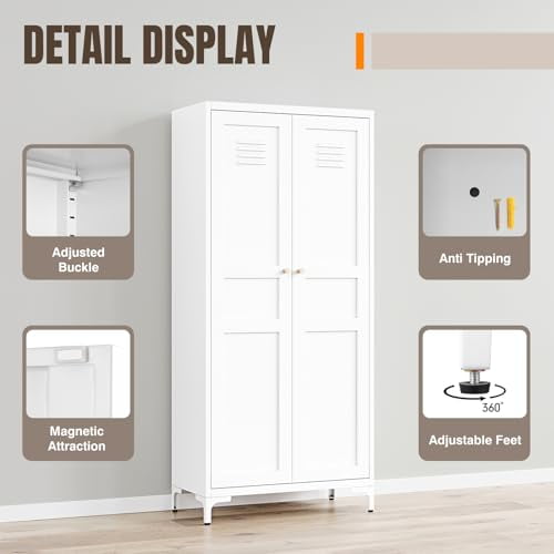 Yizosh Metal Storage Cabinet with 2 Doors and 4 Adjustable Shelves - 61 ...