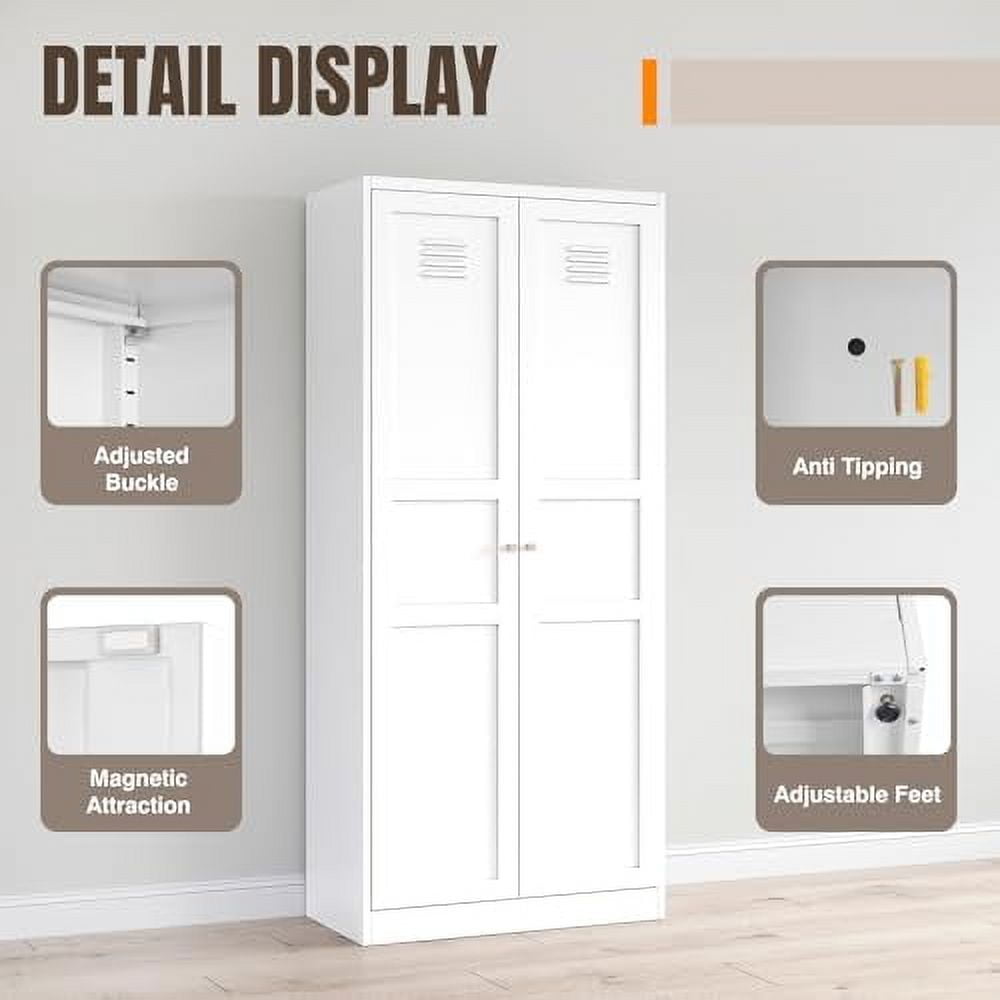 Yizosh Metal Storage Cabinet with 2 Doors and 5 Adjustable Shelves - 71 ...