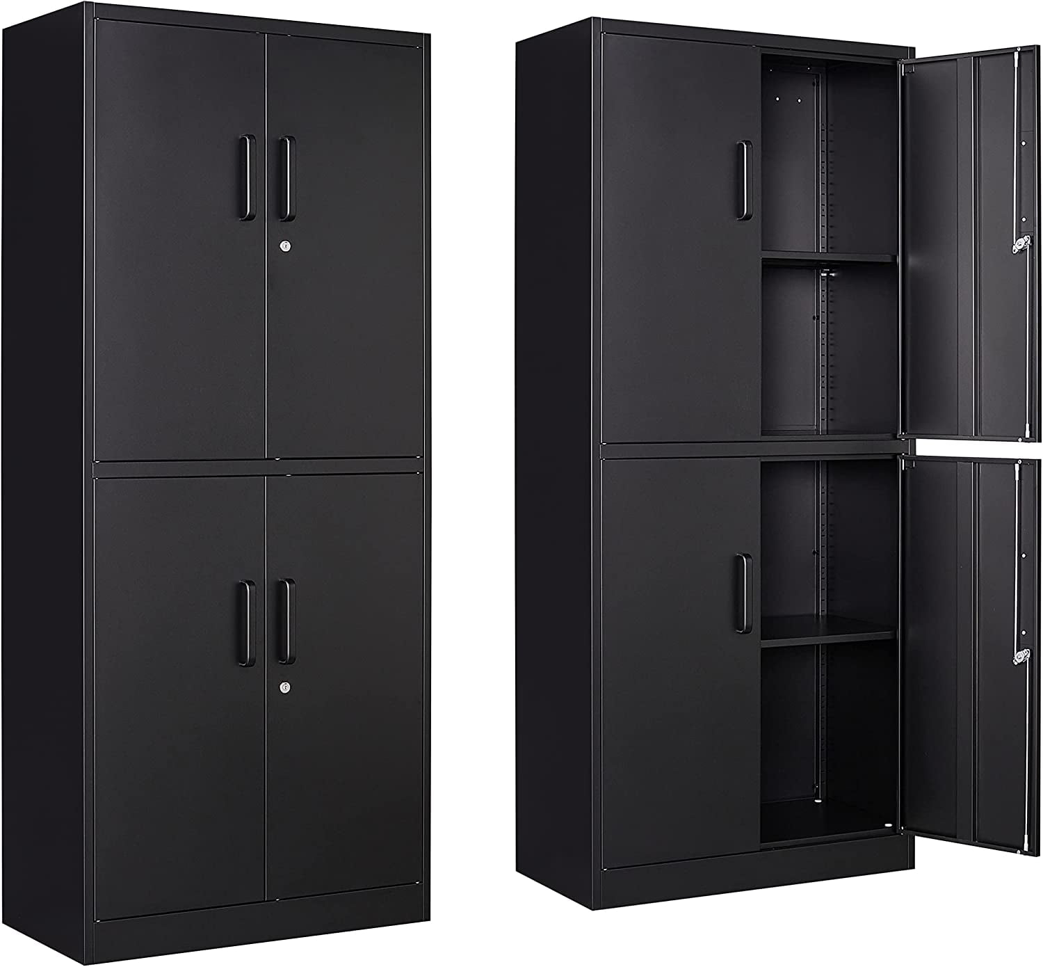 Yizosh Metal Storage Locking Cabinet with 4 Doors and 2 Adjustable ...