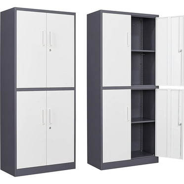 6 Door Metal Accent Storage Cabinet, Freestanding Cupboard with ...