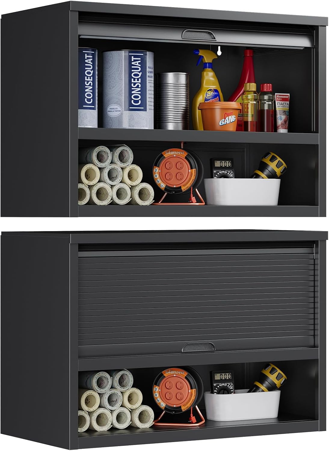 Yizosh Metal Wall Cabinet with Shelves and Recessed Handle, Wall ...