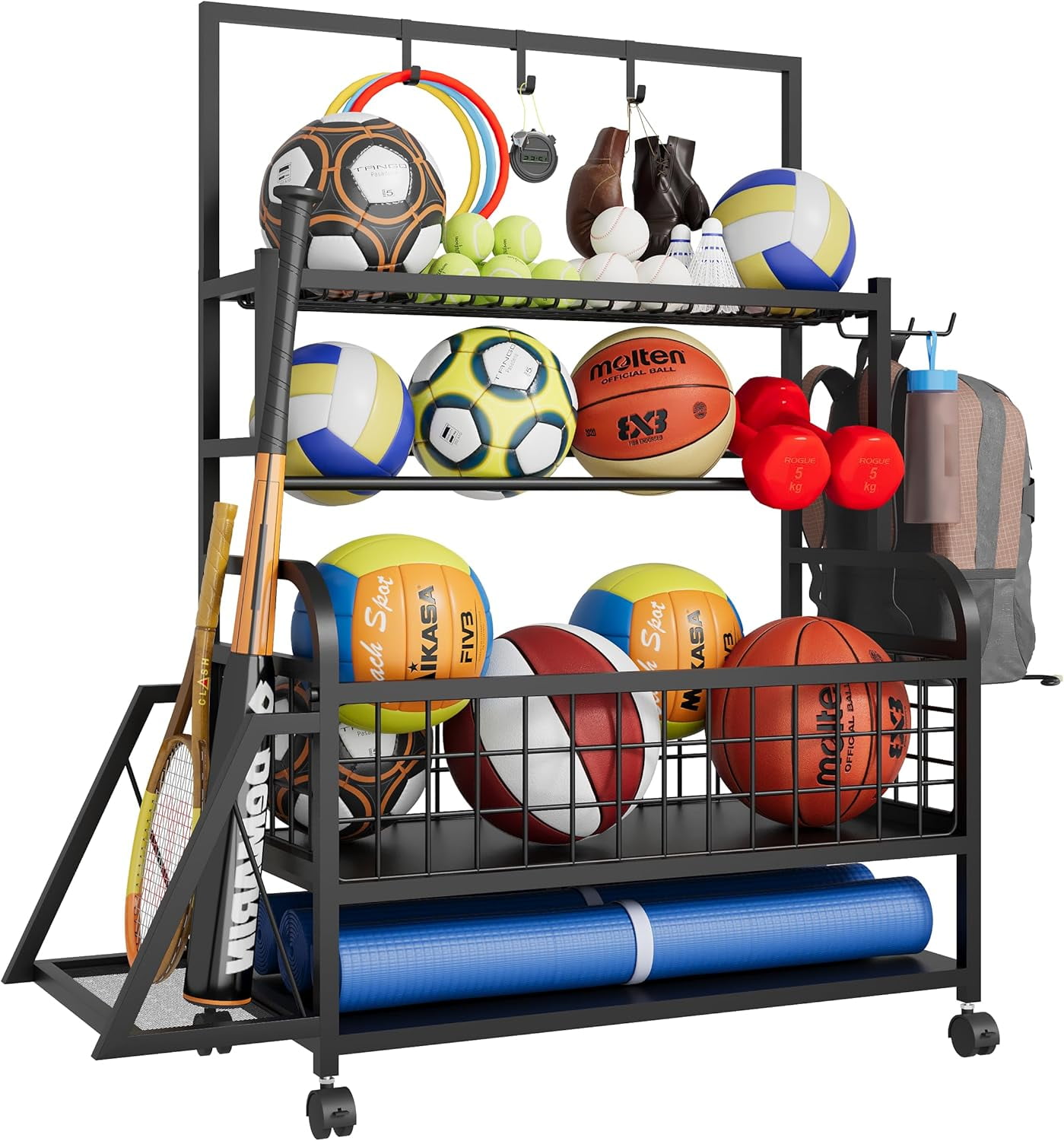 Yizosh Sports Equipment Organizer,Garage Sports Equipment Organizer ...