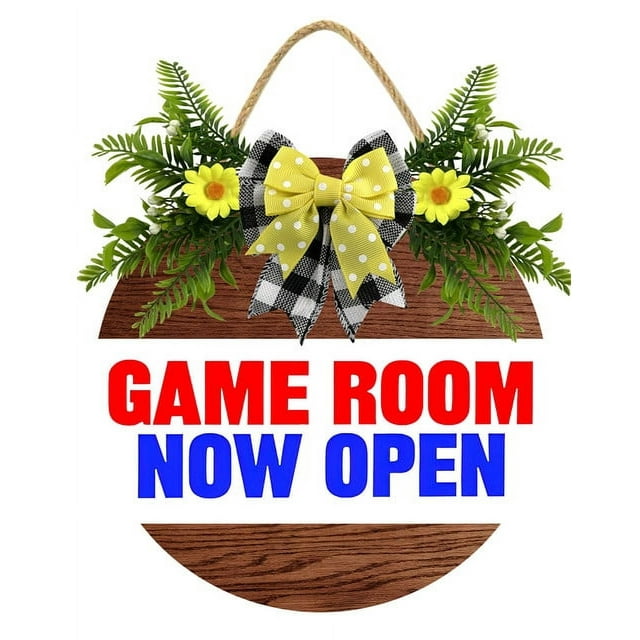 Yjiankangz 11" Door Sign Game Room Now Open Wooden Farmhouse Wall Art ...