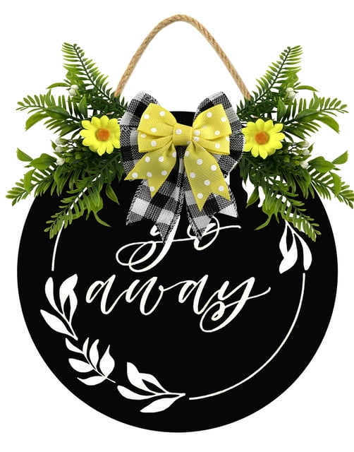 Yjiankangz 11" Door Sign Go Away Sign Door Decor Unwelcome Wreath Sign ...