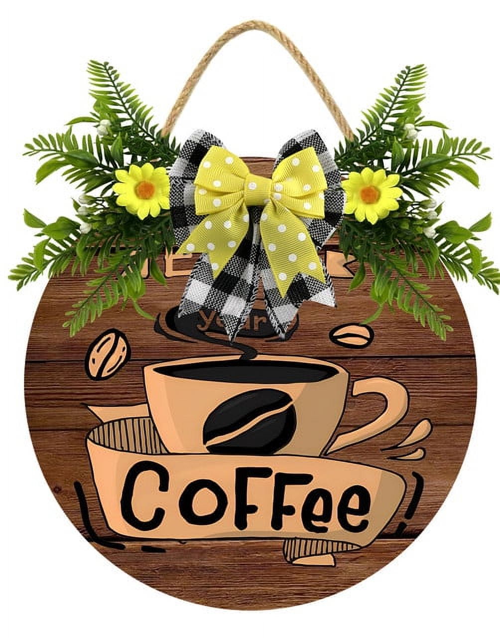 Yjiankangz 11In Door Sign Enjoy Your Coffee Hanging Sign Wood Farmhouse ...