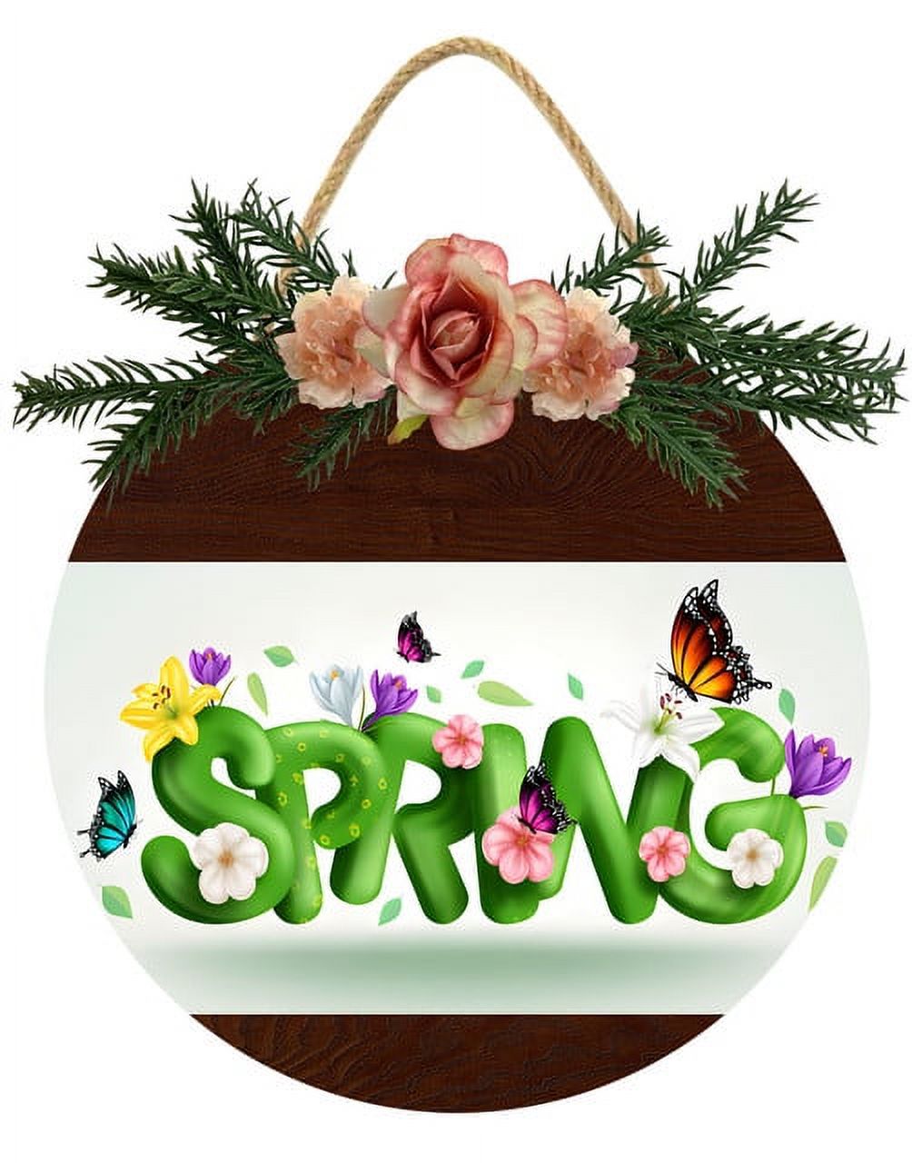 Yjiankangz 11In Door Sign Spring Hanging Sign Wood Farmhouse Wall Art ...