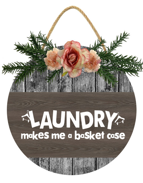Yjiankangz 11in Door Sign Laundry Makes Me A Basket Case Hanging Sign ...