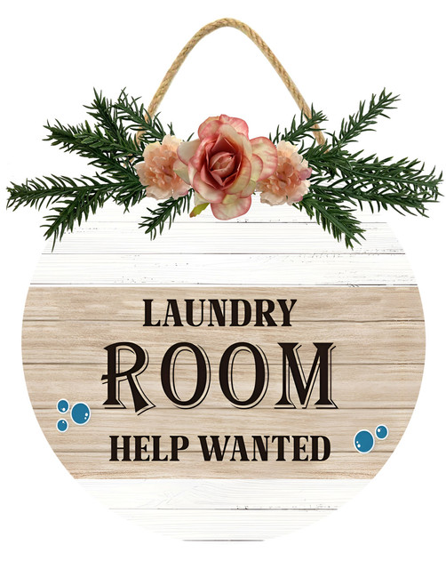 Yjiankangz 11in Door Sign Laundry Room Help Wanted Hanging Sign Wood ...