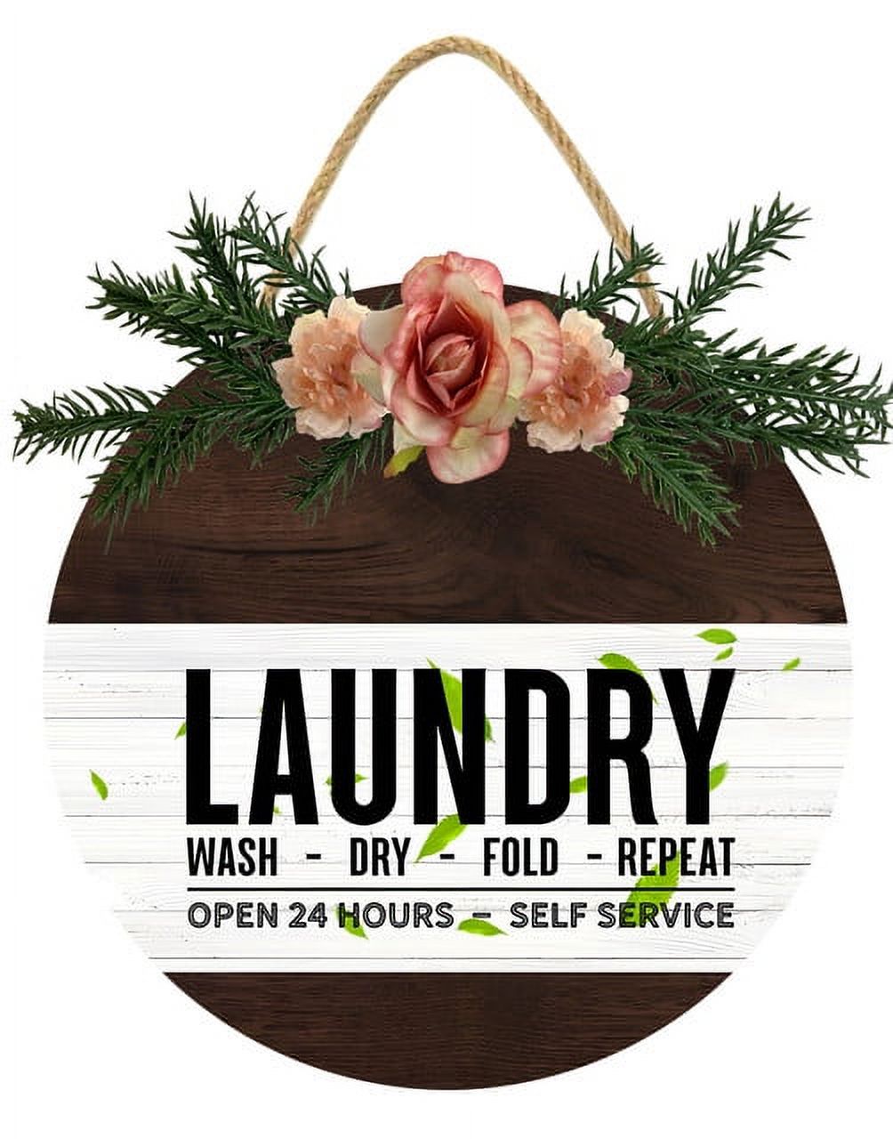 Yjiankangz 11in Door Sign Laundry Wash Dry Fold Repeat Open 24 Hours ...