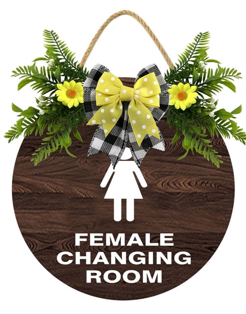 Yjiankangz 12" Door Sign Female Changing Room Wooden Farmhouse Wall Art ...