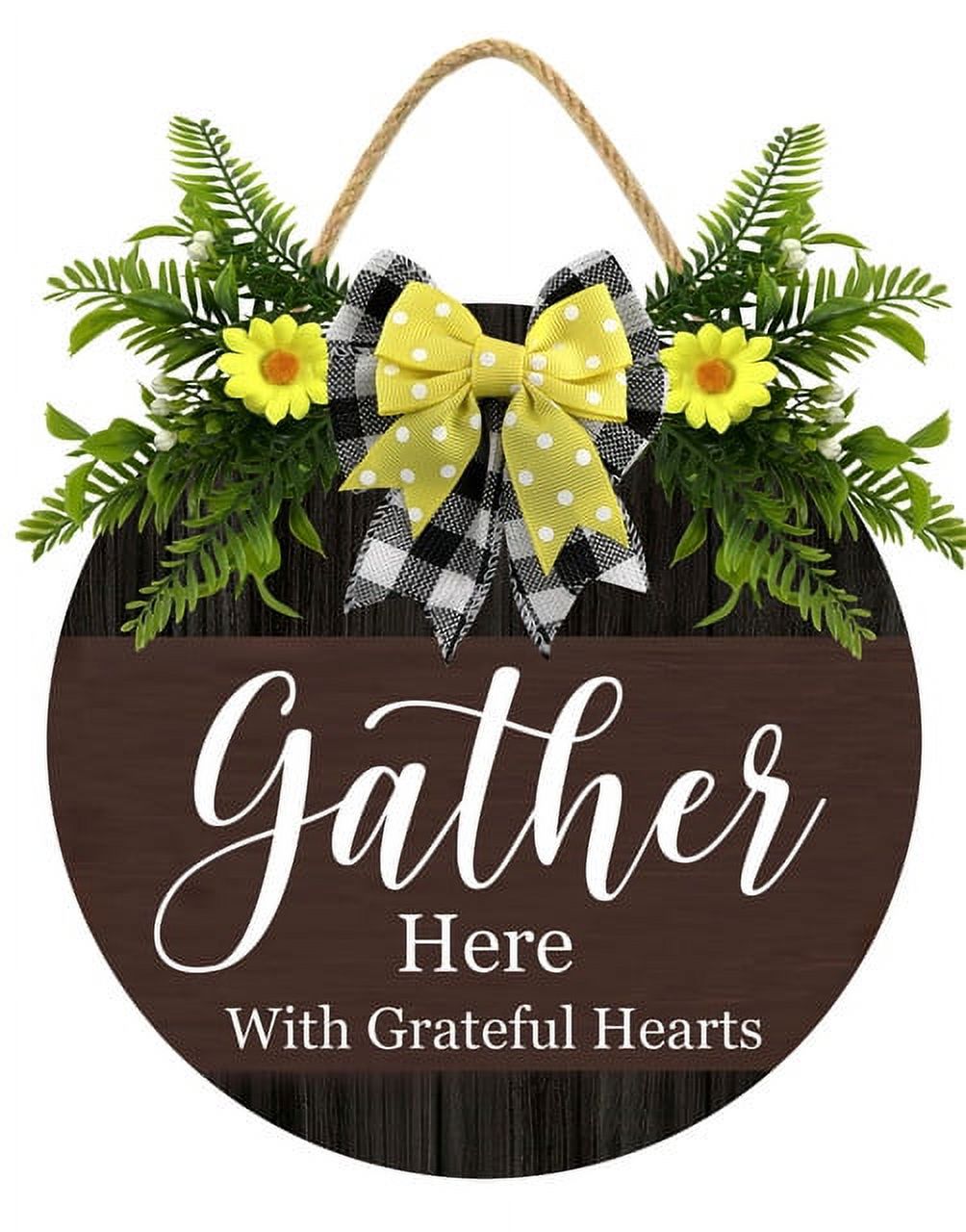 Yjiankangz 12" Door Sign Gather Here With Grateful Hearts Wooden ...