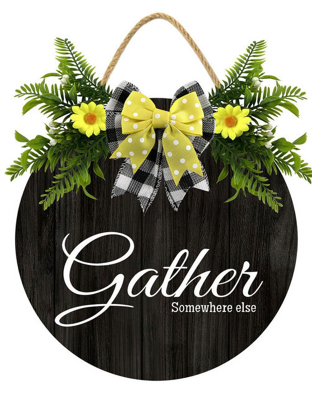 Yjiankangz 12" Door Sign Gather Somewhere Else Wooden Farmhouse Wall ...