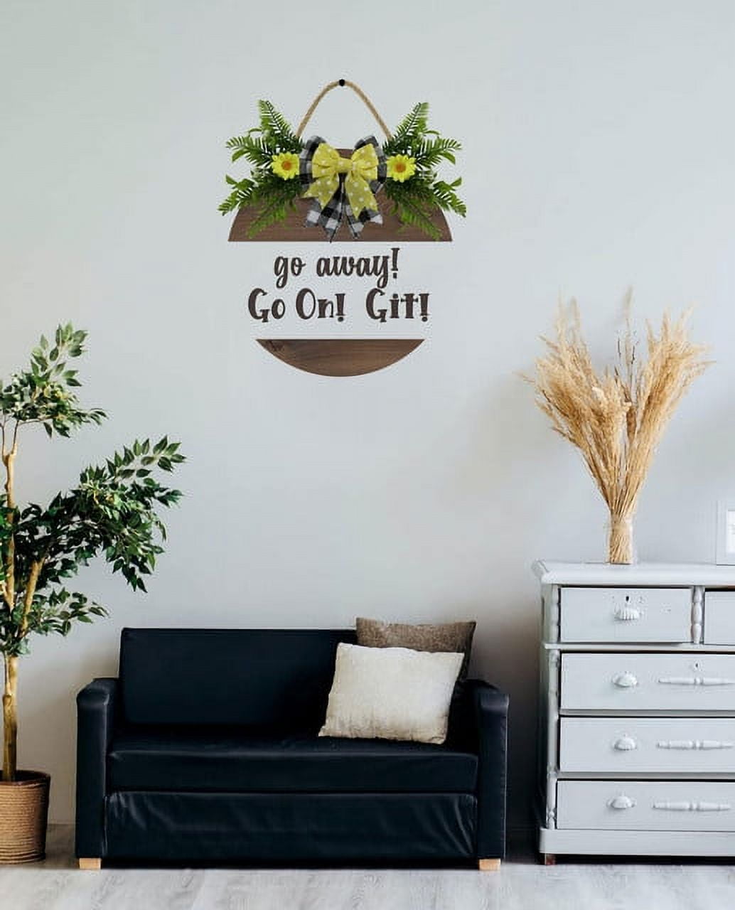 Yjiankangz 12" Door Sign Go Away Go On Git Wooden Farmhouse Wall Art ...