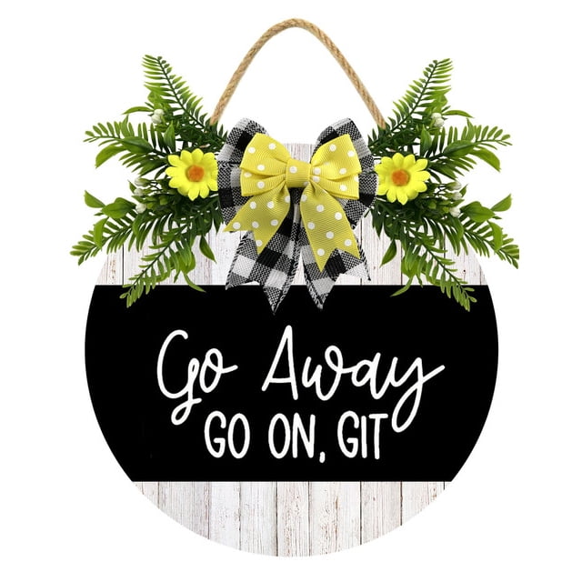 Yjiankangz 12" Door Sign Go Away Go On Git Wooden Farmhouse Wall Art ...