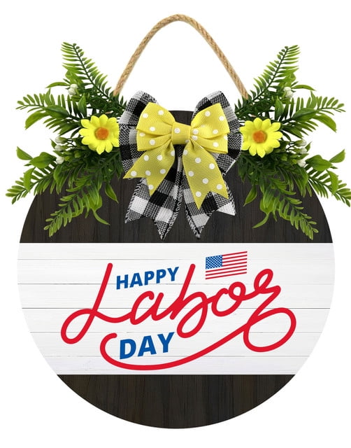 Yjiankangz 12" Door Sign Happy Labor Day Hanging Sign Wood Farmhouse ...