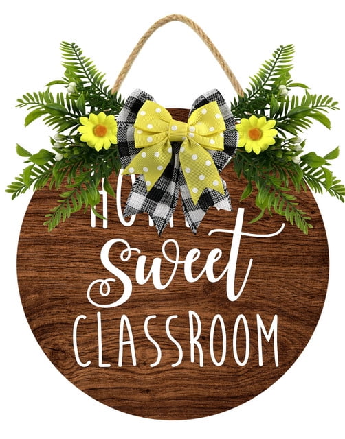 Yjiankangz 12" Door Sign Home Sweet Classroom Sign for Front Door ...