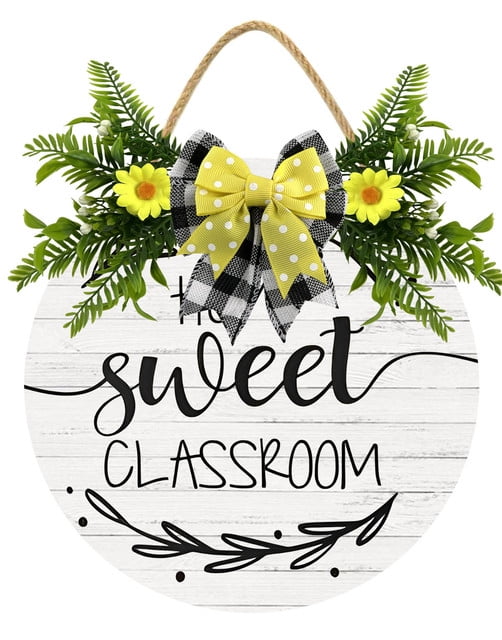 Yjiankangz 12" Door Sign Home Sweet Classroom Wood Sign for Front Door ...