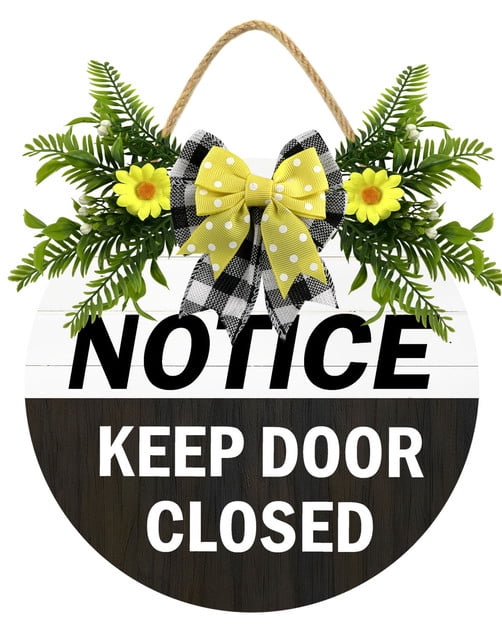 Yjiankangz 12" Door Sign Notice Keep Door Closed Hanging Sign Wood ...