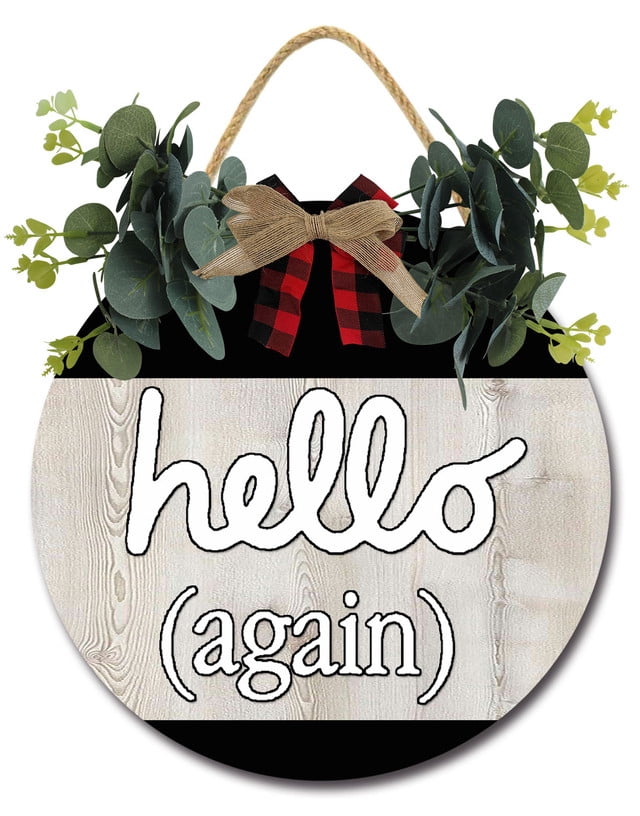 Yjiankangz 12 Inch Hello Welcome Hanging Sign Wood Farmhouse Wall Art ...