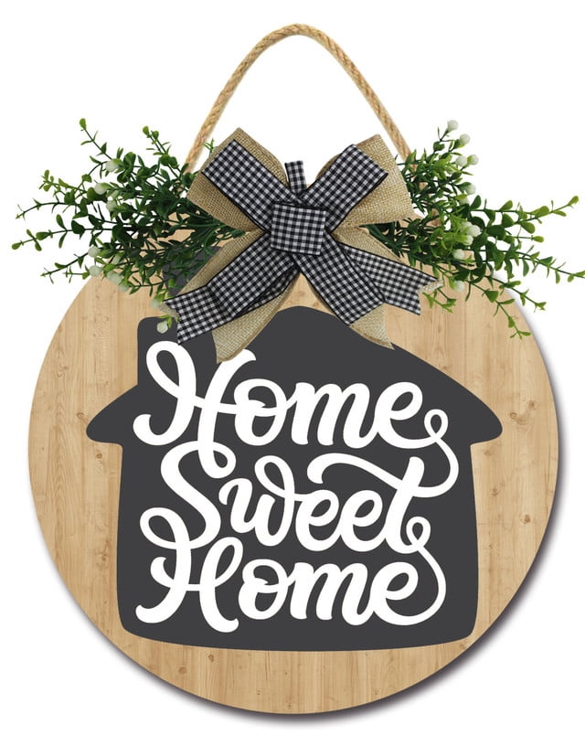 Yjiankangz 12 Inch Home Sweet Home Sign for Front Door Hanging Seasons ...