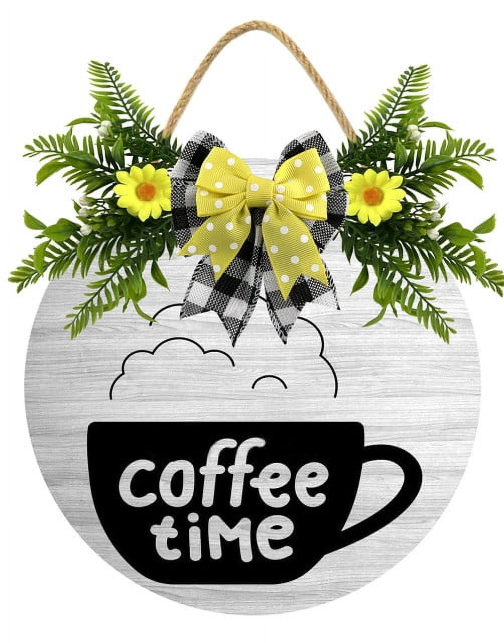 Yjiankangz 12In Door Sign Coffee Time Hanging Sign Wood Farmhouse Wall ...