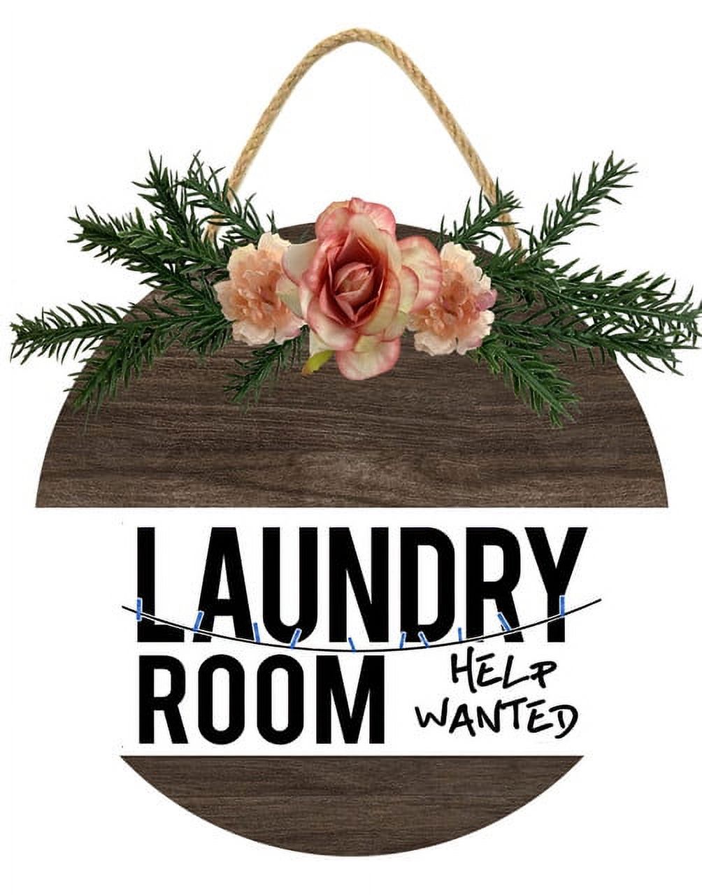 Yjiankangz 12in Door Sign Laundry Room Help Wanted Hanging Sign Wood ...