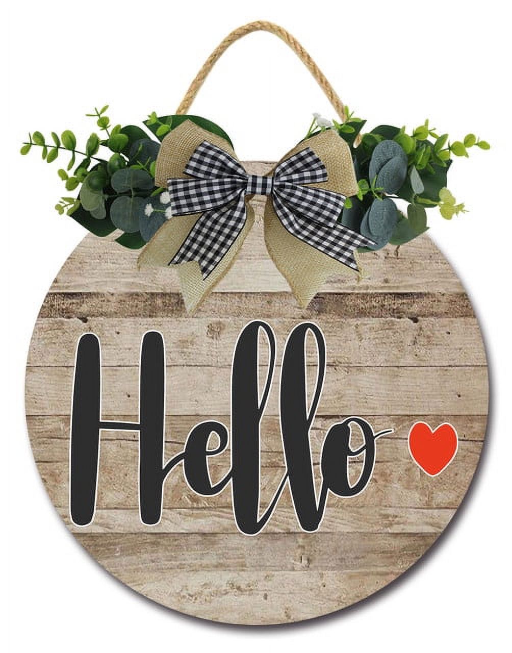 Yjiankangz 12in Wood Sign Hello Hanging Sign Wood Farmhouse Wall Art ...