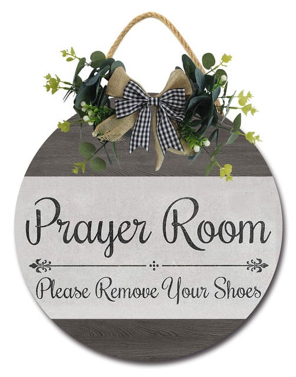 Yjiankangz 12in Wood Sign Prayer Room Please Remove Your Shoes Hanging ...