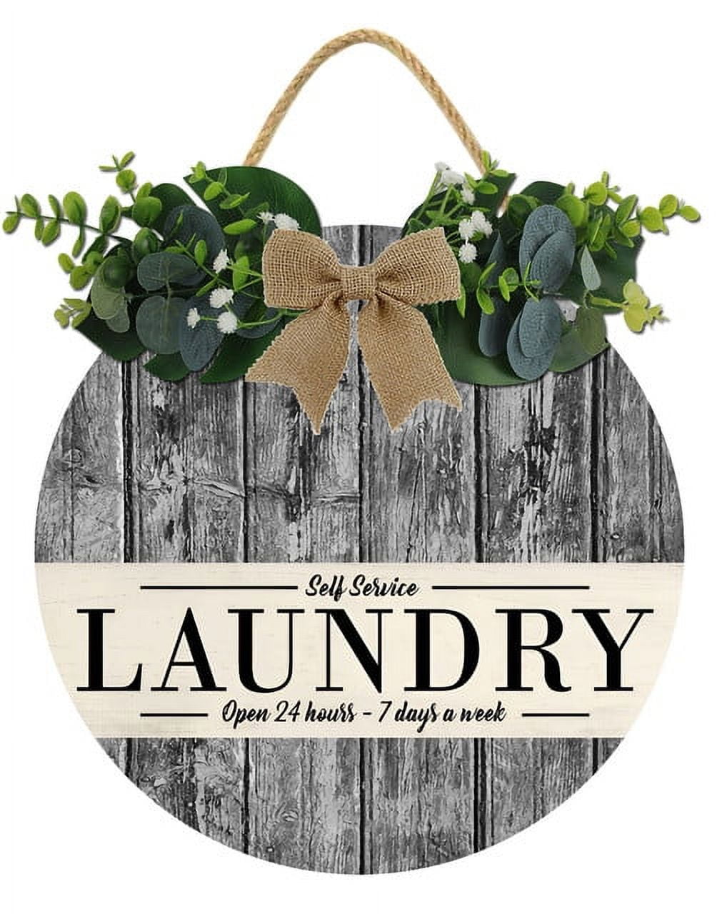 Yjiankangz 12in Wood Sign Self Service Laundry Open 24 Hours 7days A ...