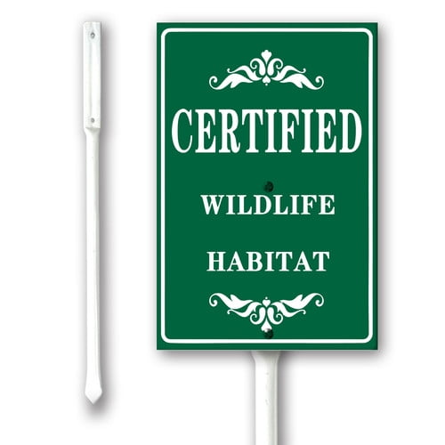 Yjiankangz 4.6x6 inch Certified Wildlife Habitat Yard Sign and Stake ...