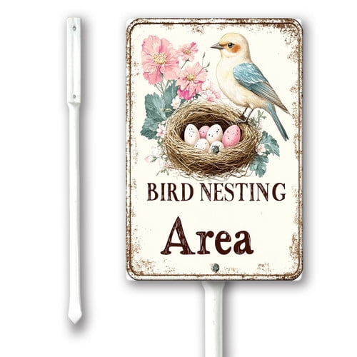 Yjiankangz 7x8.8 inch Bird Nesting Area Yard Sign and Stake Kit, Sturdy ...