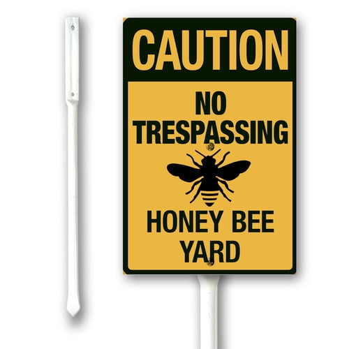 Yjiankangz 7x8.8 inch Caution No Trespassing Honey Bee Yard Yard Sign ...