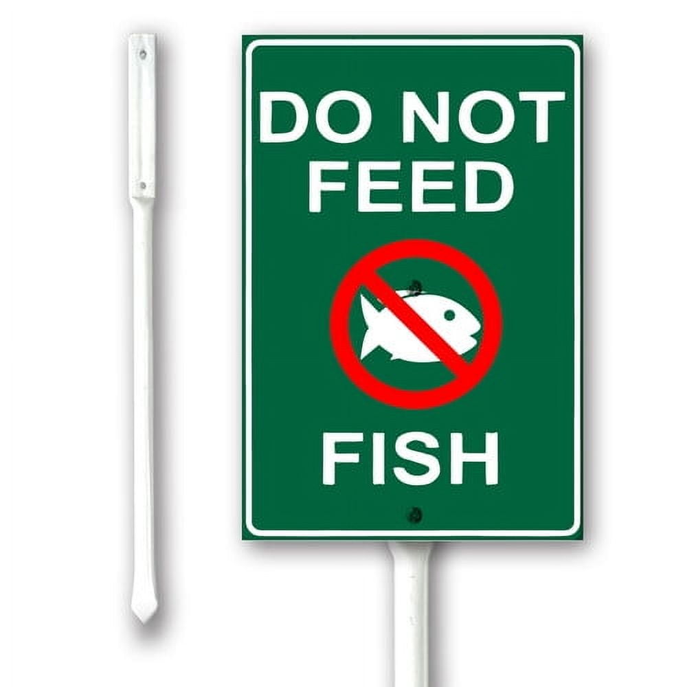 Yjiankangz 7x8.8 inch Do Not Feed Fish Yard Sign and Stake Kit, Sturdy ...