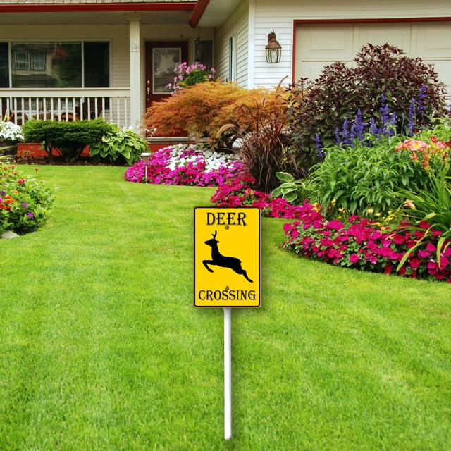Yjiankangz 7x8.8 inch Slow Down Sign, Deer Xing Crossing Yard Sign with ...