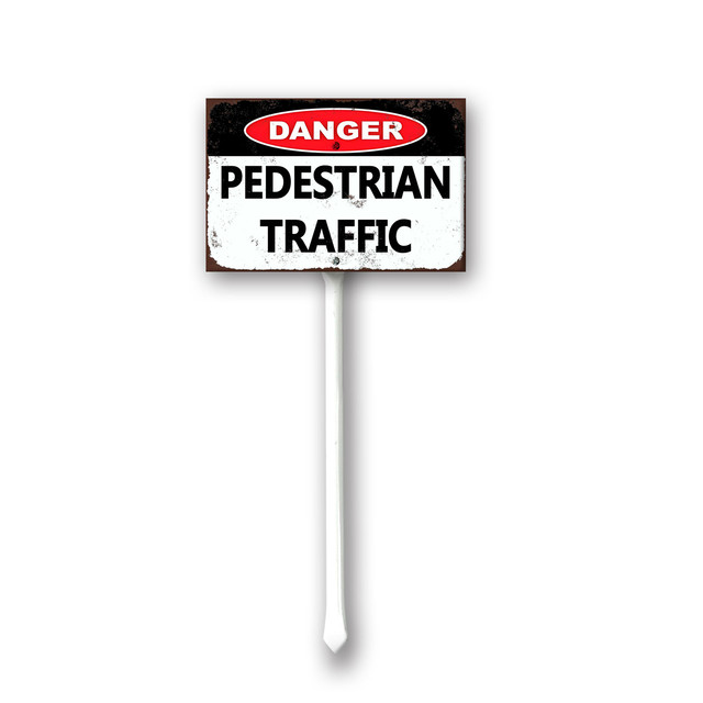 Yjiankangz 8"x12" Danger Pedestrian Traffic Sign for Yard with Stake ...