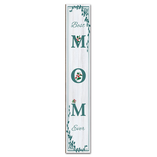Yjiankangz 8"x64" Vertical Best Mom Ever Hanging Wood Sign for Wall ...