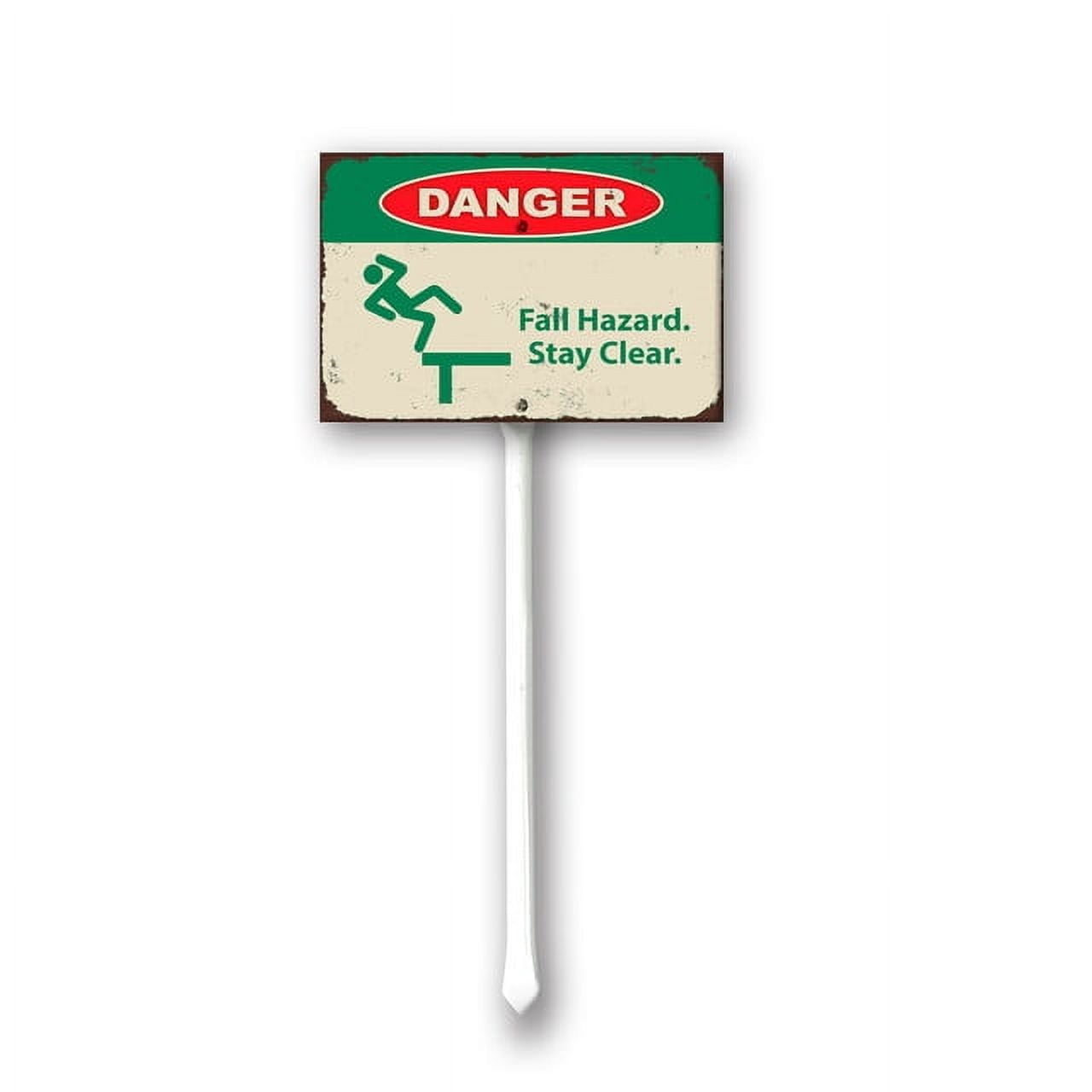Yjiankangz 8x12 Inch Danger Fall Hazard Stay Clear Yard Signs With ...