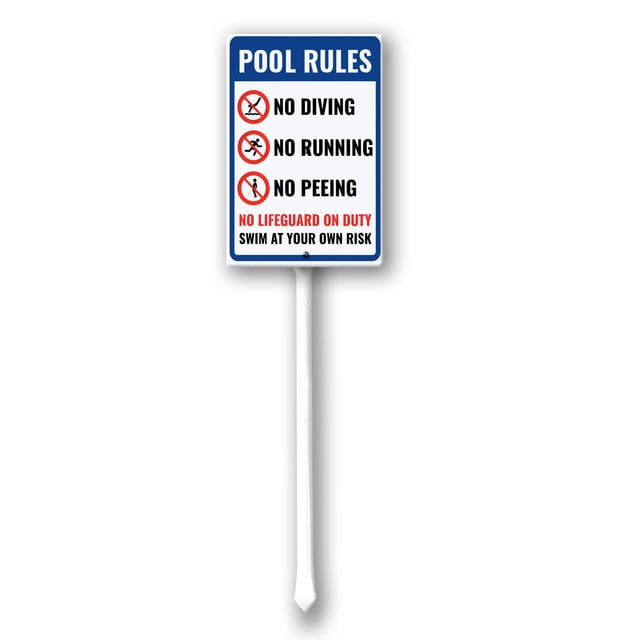 Yjiankangz 8x12 Inch Pool Rules Swim At Your Own Risk Pool Safety ...