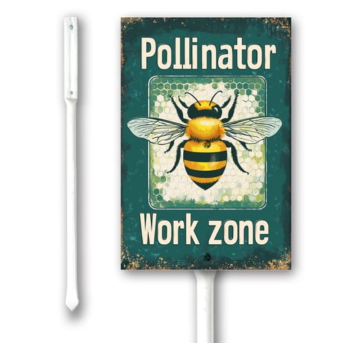 Yjiankangz 8x12 inch Pollinator Work Zone Yard Sign With Stake Kit ...