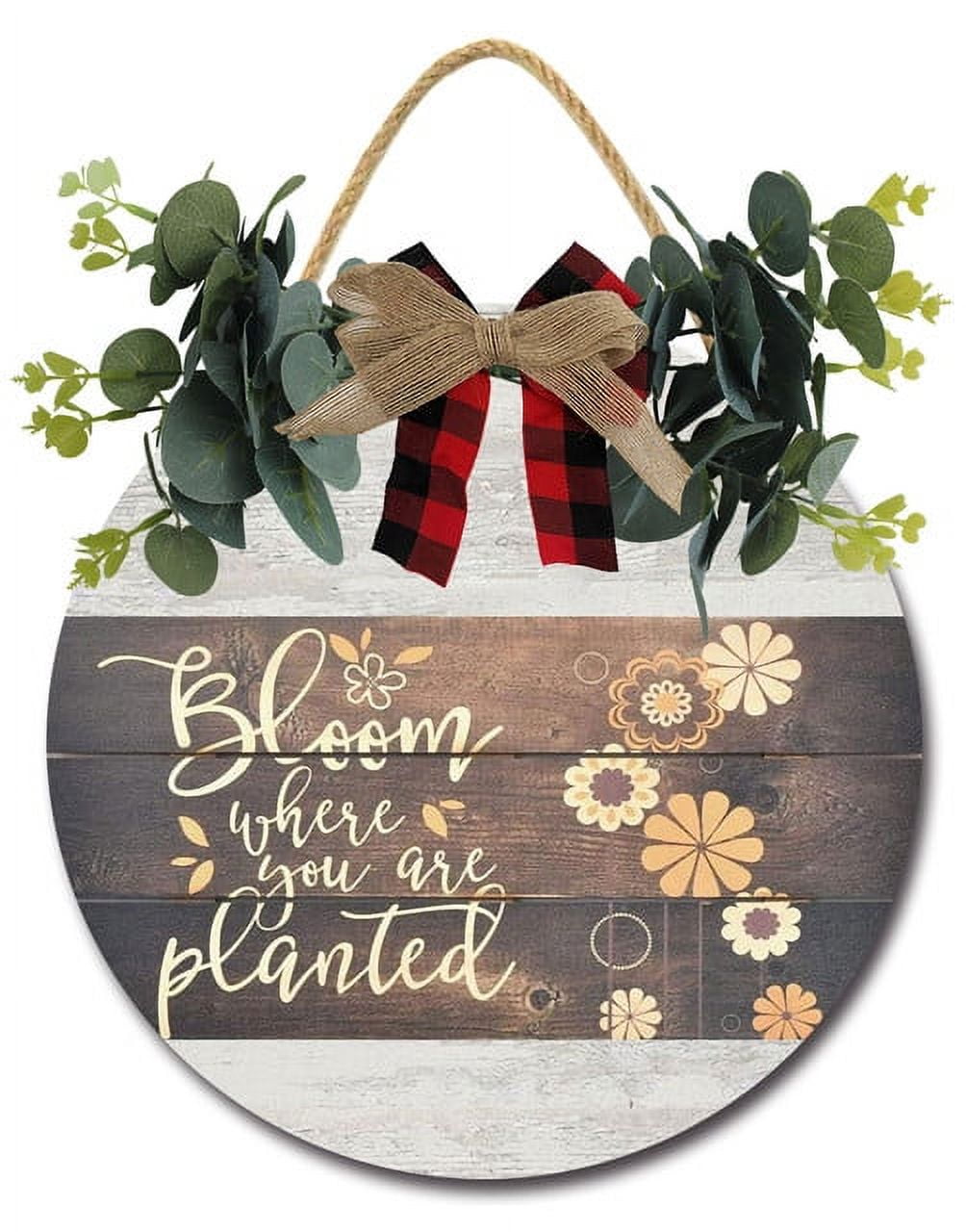 Yjiankangz Bloom Where You Are Planted Wood Sign Rustic Farmhouse Style ...