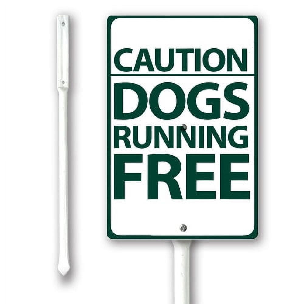 Yjiankangz Caution Dogs Running Free Outdoor Lawn Sign Aluminum Yard ...