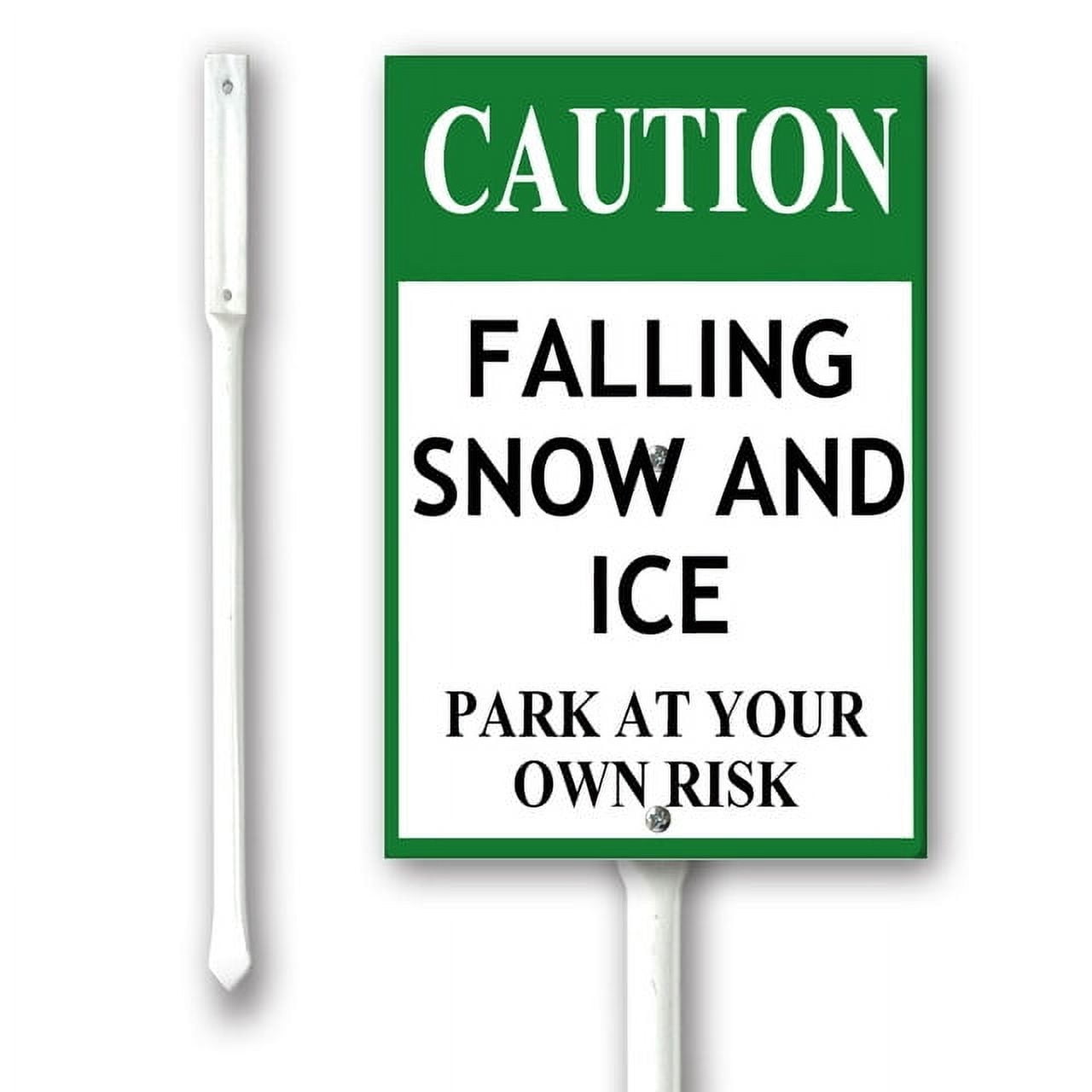 Yjiankangz Caution Falling Snow And Ice Park At Your Own Risk Yard Sign ...